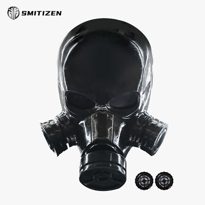 Smitizen Black Silicone Full Face Gas Mask Glossy Headwear for Fetish ...
