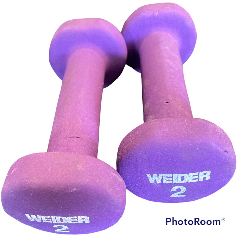 Weider 2lb Neoprene Coated Dumbbell 2 lbs (set 2) Hand Weights Purple ...
