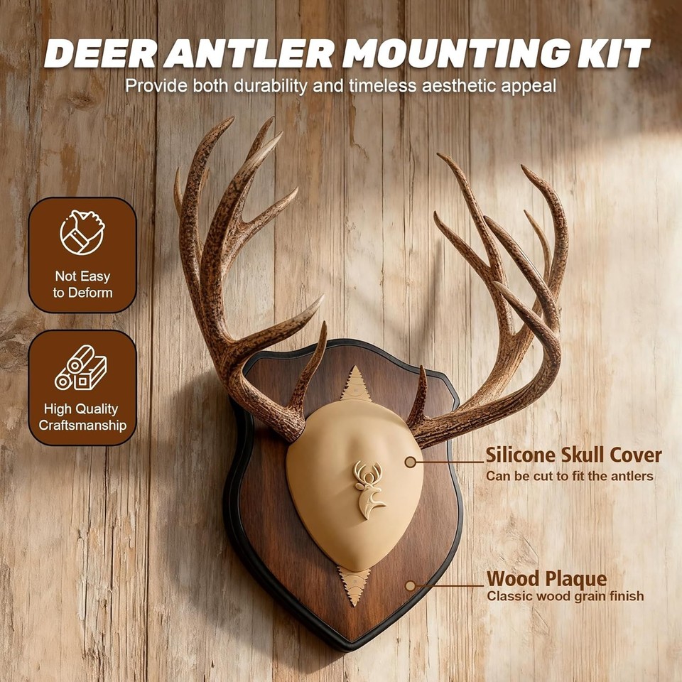 Wood Plaque Master Deer Antler Mounting Kit - Plaque Mounting Kit for ...