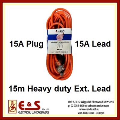 15A 15M Caravan lead with Heavy Duty Cable 1.5mm Australian Standards ...