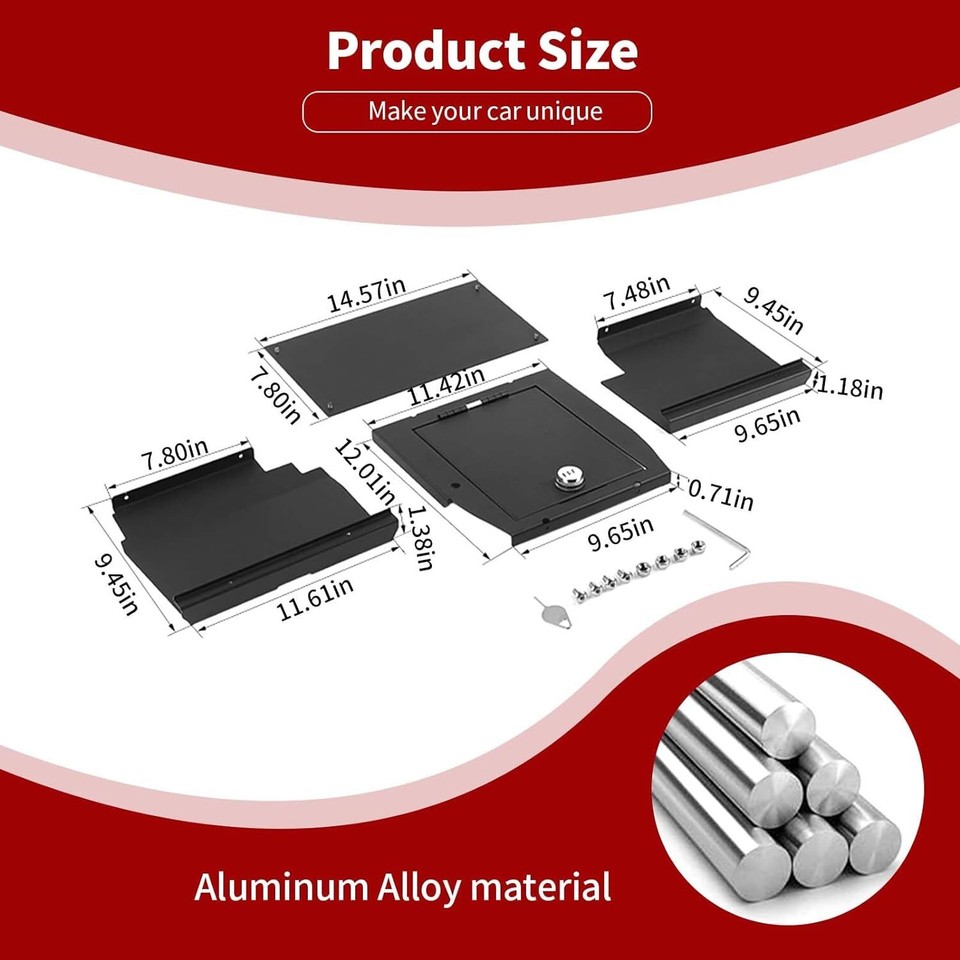 🌟Center Console Gun Safe Storage Vault Box for 2015-20 Ford F150 F250 ...