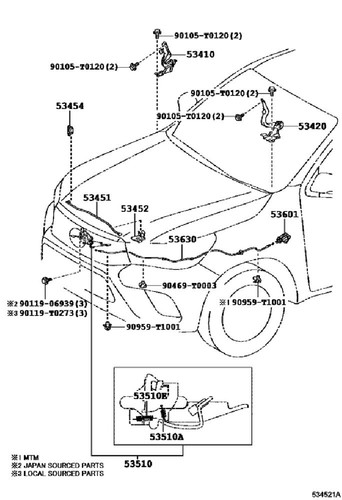 Toyota Genuine OEM Cable assy, hood lock control Japan 53630-0K190 | eBay