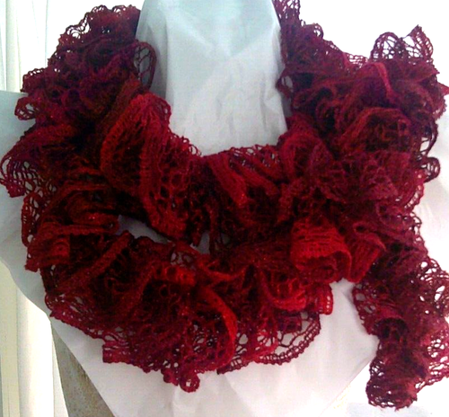 Boa Sashay Burgundy Sparkel Scarf Ruffled Crocheted 88 inches Unbranded ...