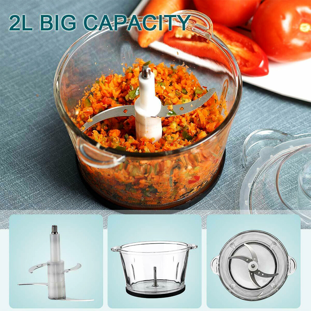 Food Processor Blender 2L Chopper Mixer Meat Spices Grinder Smoothie ...