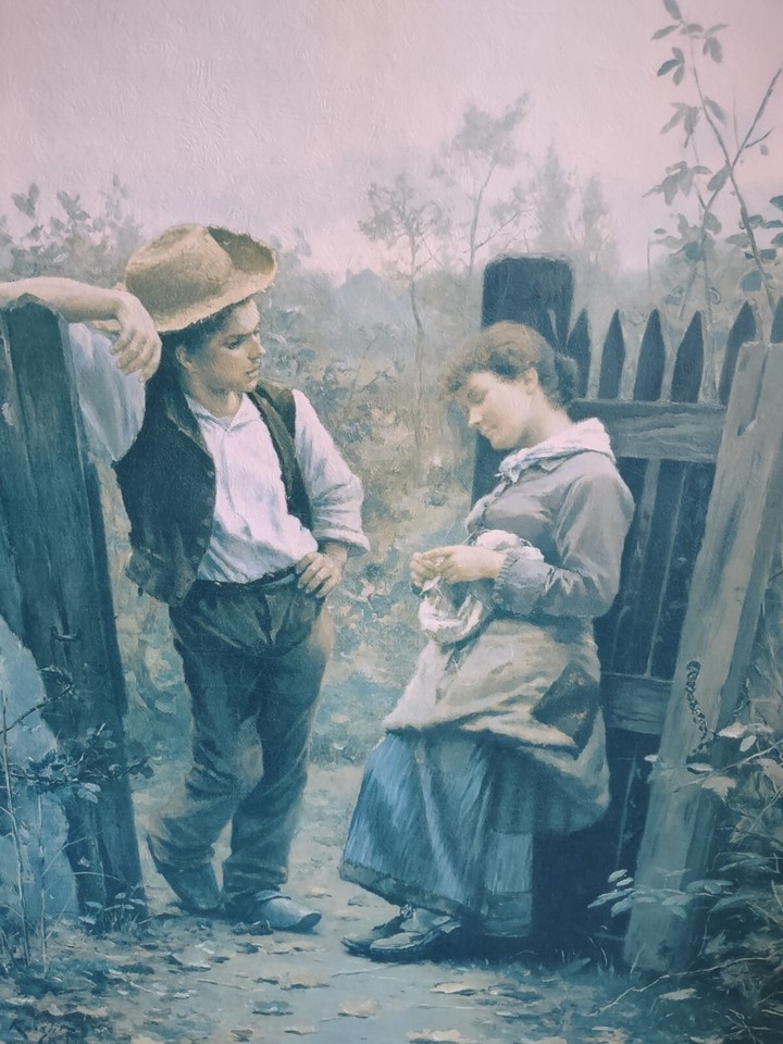 Vintage 1975 Daniel Ridgeway Knight Rural Courtship Wall Painting In ...