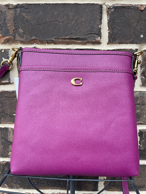 NWT $175 Coach Kitt Crossbody Crossgrain Leather DEEP PLUM CC526 purple ...