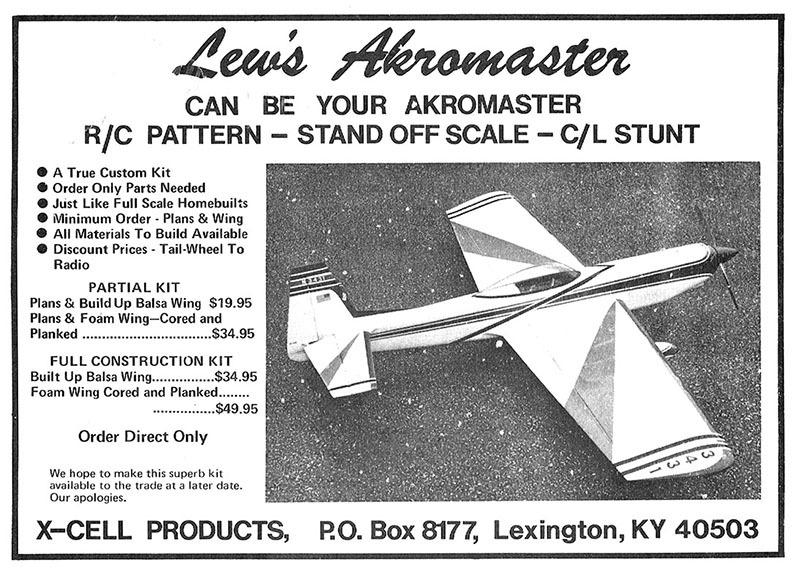 Model Airplane Plans (UC/RC): Lew's Akromaster 57½" UC Stunt or 57" RC ...