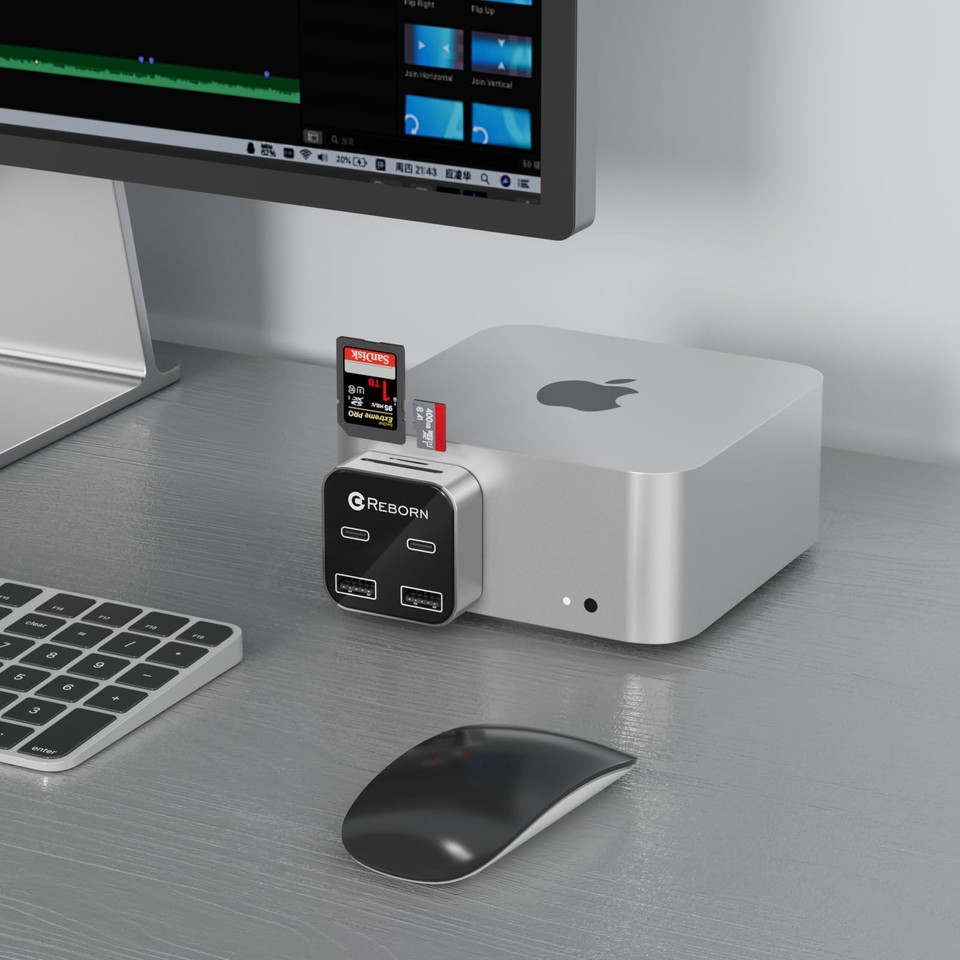 Mac mini Dock 6Port Hub Dual10G HighSpeed SDTF USBC USBA M4 M4Pro ...