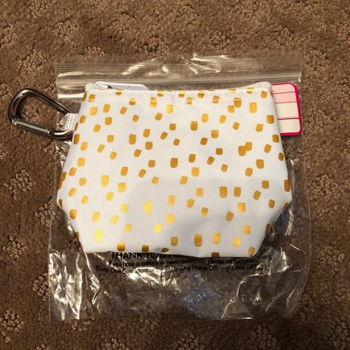 Thirty-One Gifts Mini Clip Pouch Gold Metallic Dot Rare HTF New Coin ...