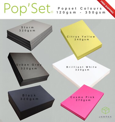Coloured Popset Paper & Card 80gsm to 640gsm A4 A3 Arts&Crafts Matte ...