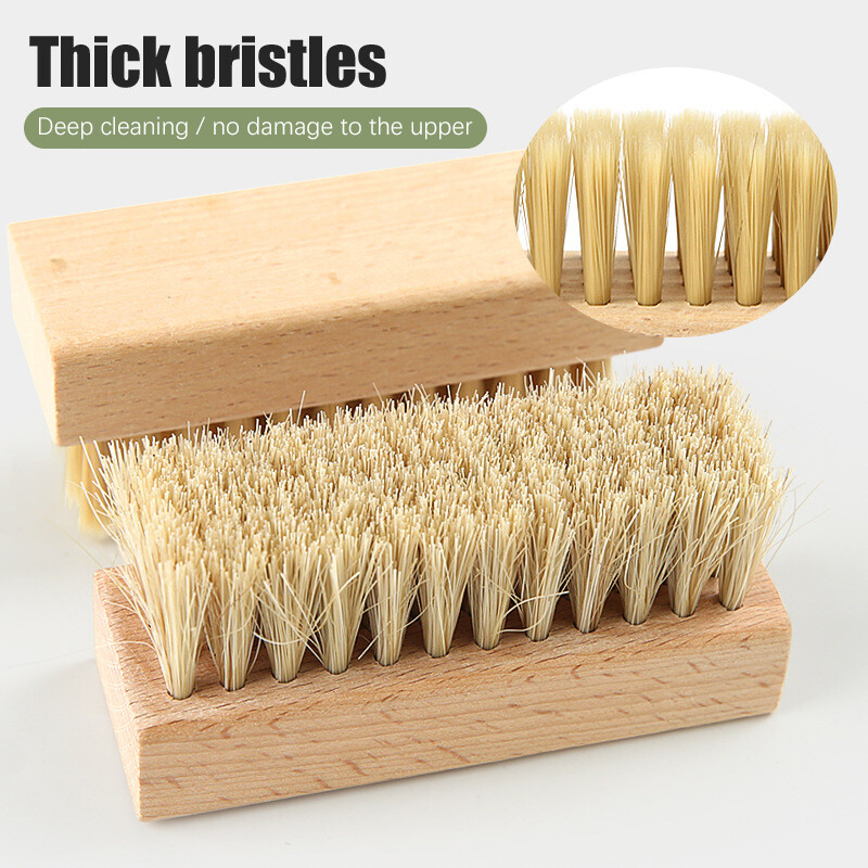 Pig Bristles Shoe Brush For Slippers Sneaker Brush Wood Handle Cleaning ...
