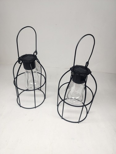 Metal Hanging Bird Cage LED Solar Light Indoor Outdoor Accent Patio ...