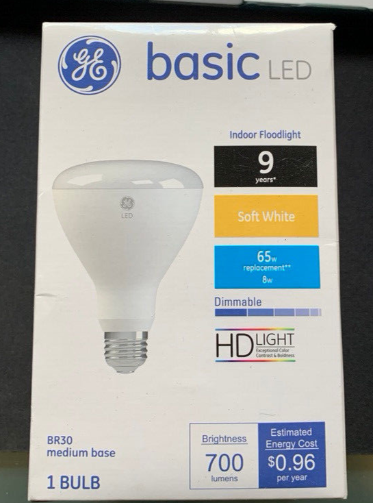 Lot of 6 GE 65W Basic LED Indoor Floodlight BR30 Medium Soft Whit 700 L ...