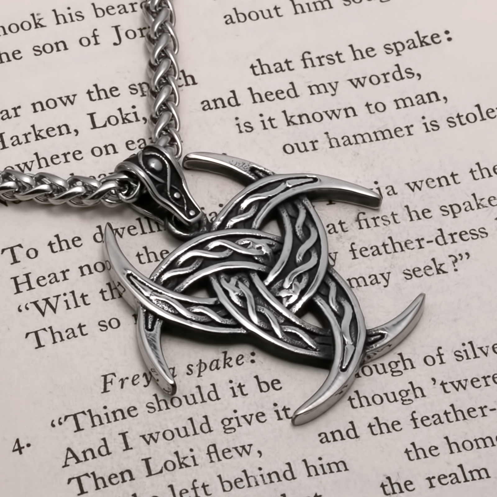 Viking Triple Crescent Moon Trinity Stainless Steel Pendant Necklace | eBay