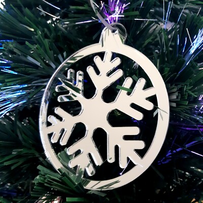 Round Snowflake Christmas Tree Decorations Mirrored Colours Sets ...