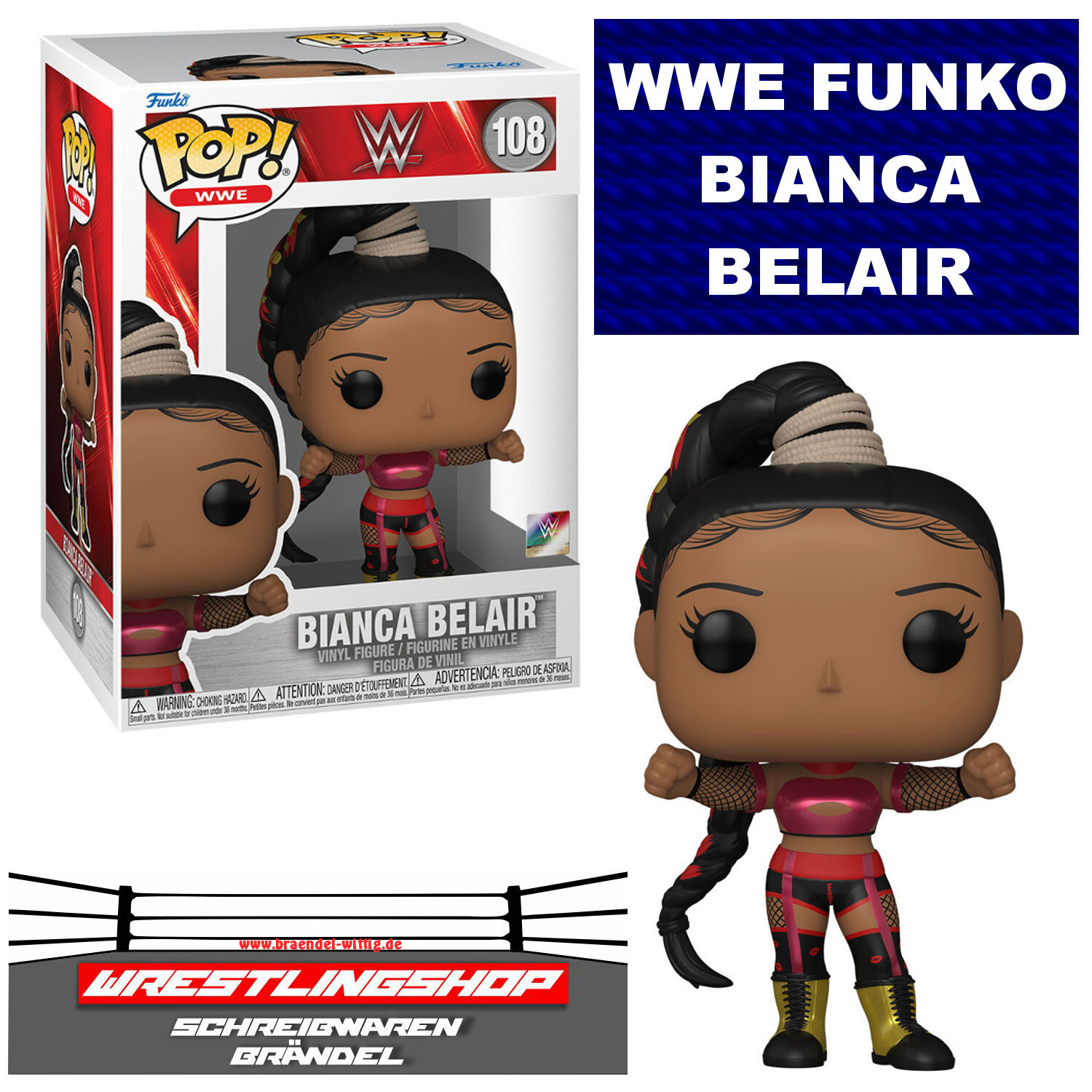 FUNKO POP WWE BIANCA BELAIR WRESTLING FIGUR WWE SERIE 108 ELITE BASIC ...