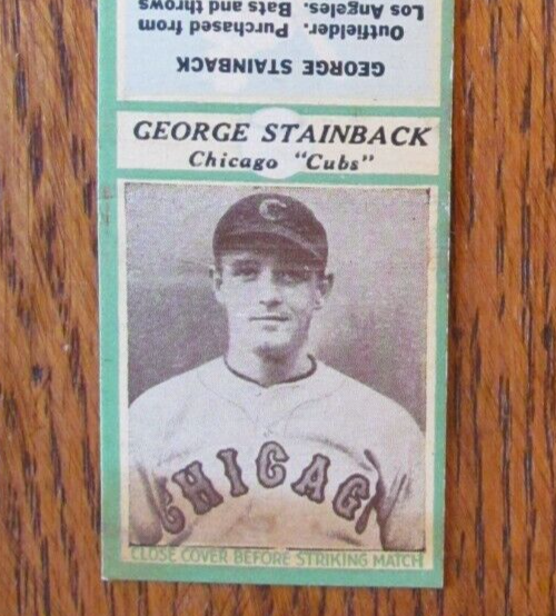 1935 BASEBALL MATCHBOOK MATCHCOVER: GEORGE STAINBACK CHICAGO CUBS ...