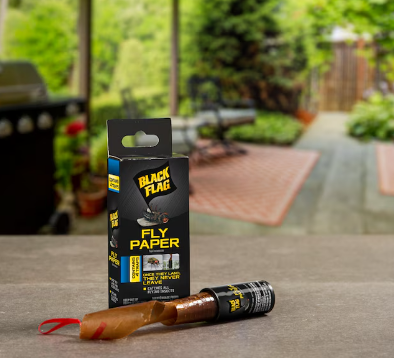 Black Flag Fly Paper, Insect Trap, Catches All Flying Insects 4 Traps ...
