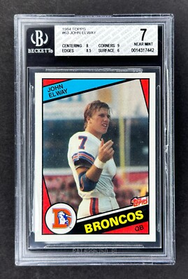 1984 Topps #63 John Elway RC (Denver Broncos) BGS 7 NM CENTERED! ROOKIE ...