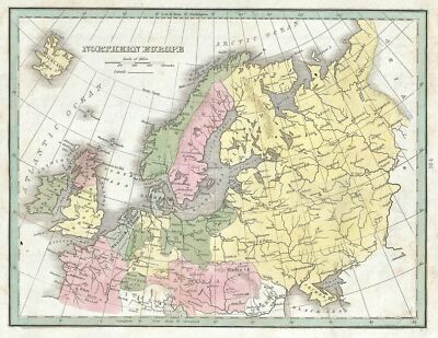 1835 Bradford Map of Northern Europe | eBay
