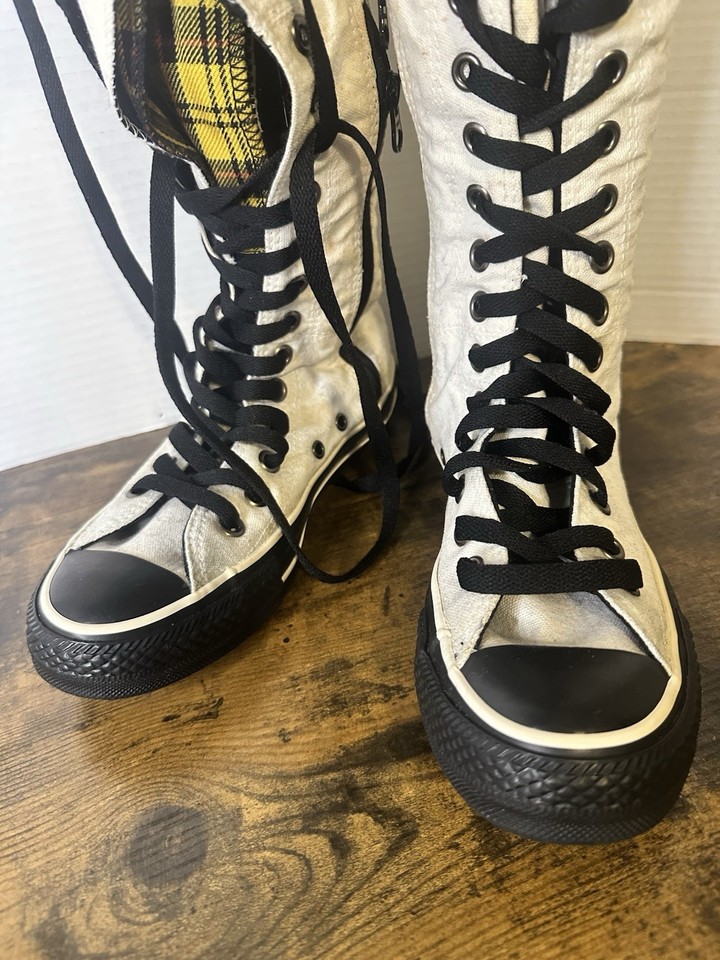 CONVERSE All Star Chuck Taylor Knee High Black Cream Women’s 4 1/2 Size ...