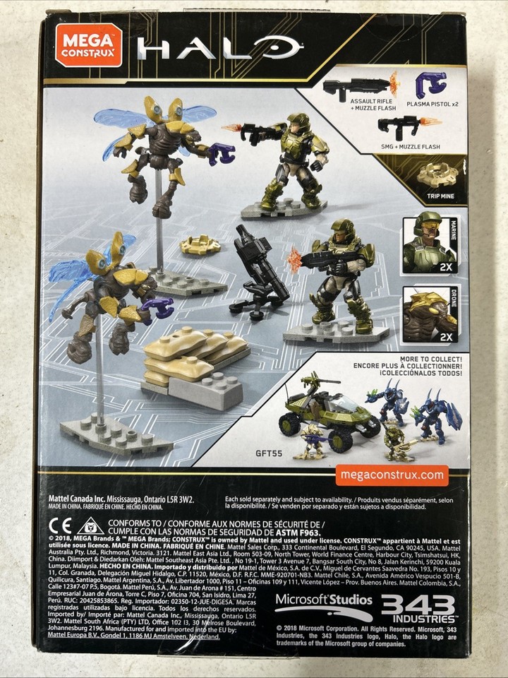NEW Mega Construx HALO Pro Builders UNSC MARINE DEFENSE 4 Figures 94 ...
