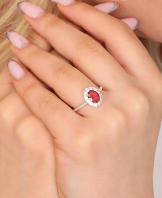 Real Red Ruby Engagement Ring 925 Sterling Silver Vintage Ruby Jewelry ...