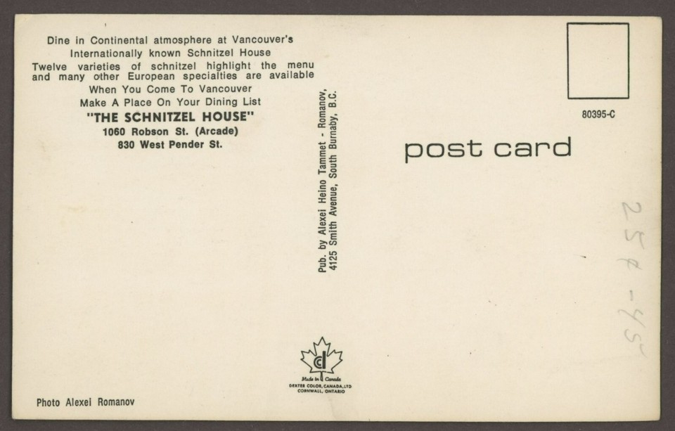 Schnitzel House Restaurant Sign Vancouver British Columbia Canada ...