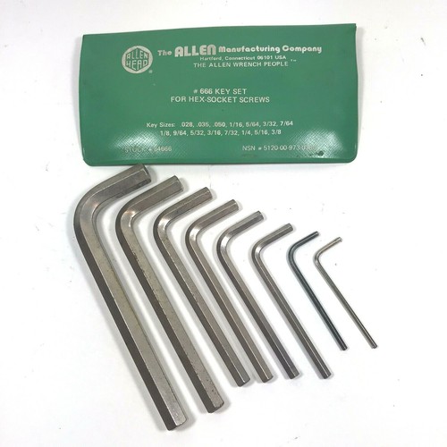 8 Vintage Allen Manufacturing Co Wrenches Hex Keys Small Holder 3/8" to ...