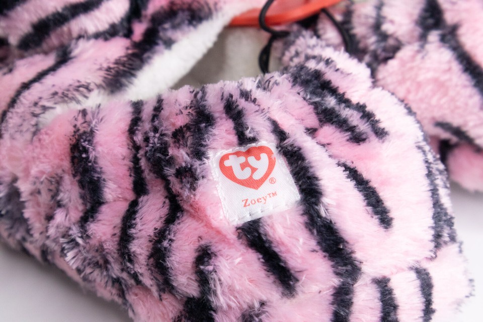 Girls Ty Beanie Boos Plush Zoey Zebra Slippers Size Large L 1-2 | eBay
