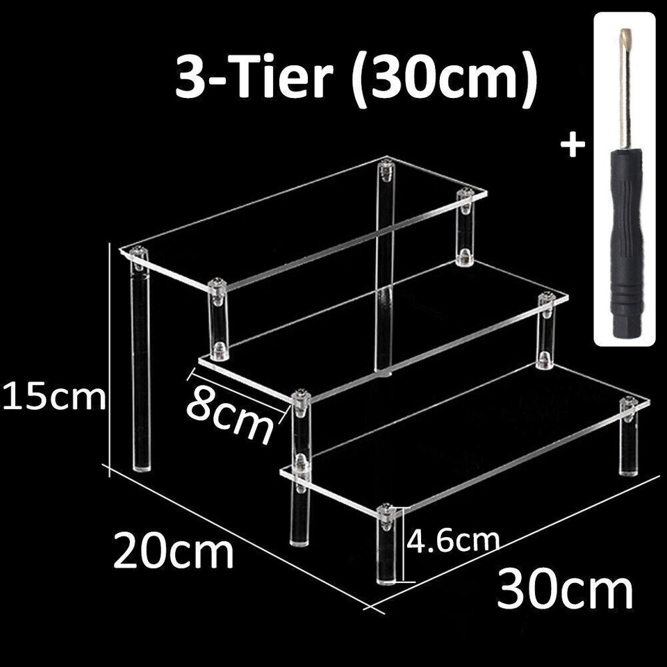 3-5 Tier Clear Acrylic Holder Riser Display Shelf Removable Rack ...