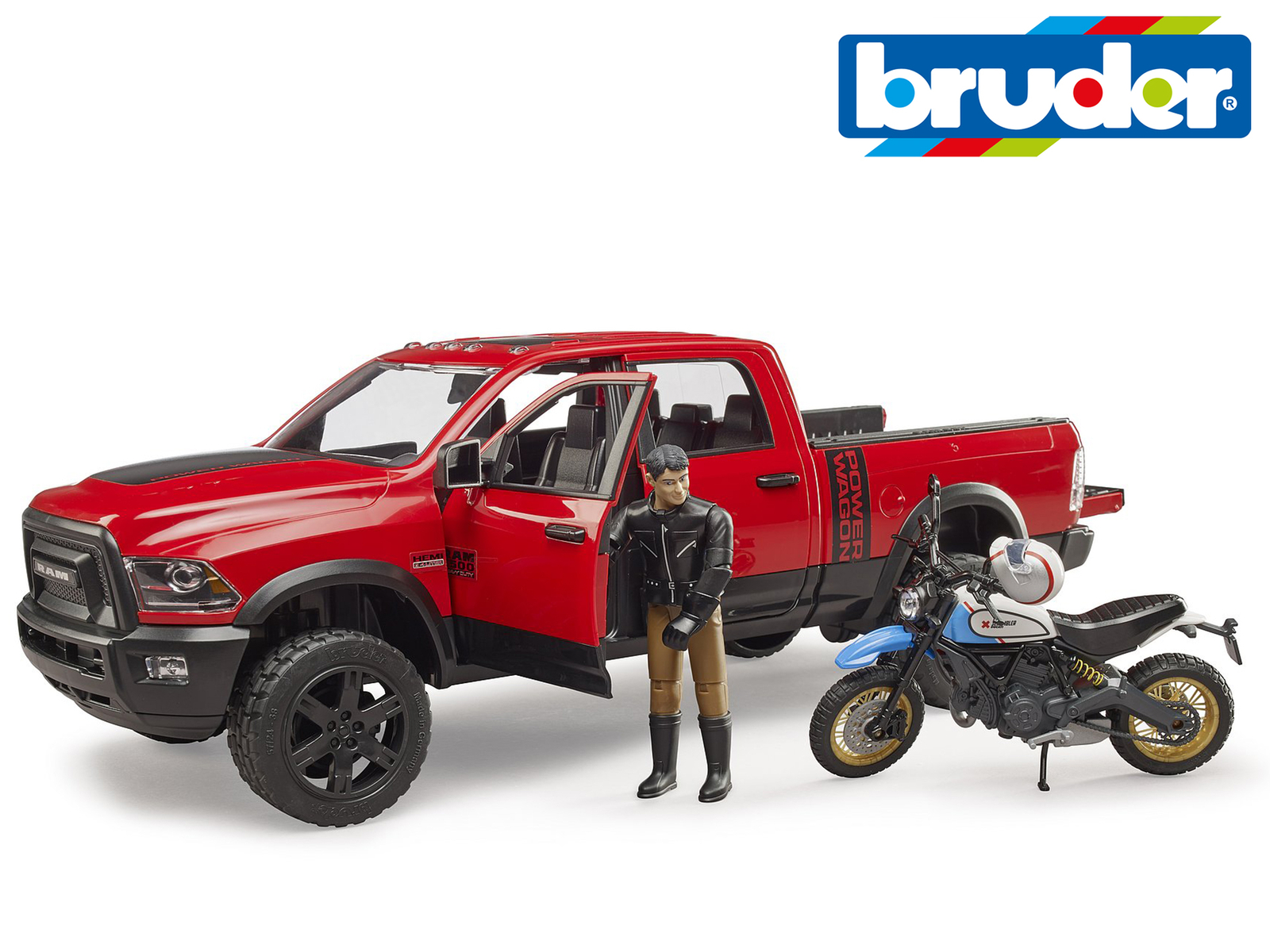 Btuder Toys Dodge Ram 2500 Power Wagon with Ducati Scrambler Desert ...