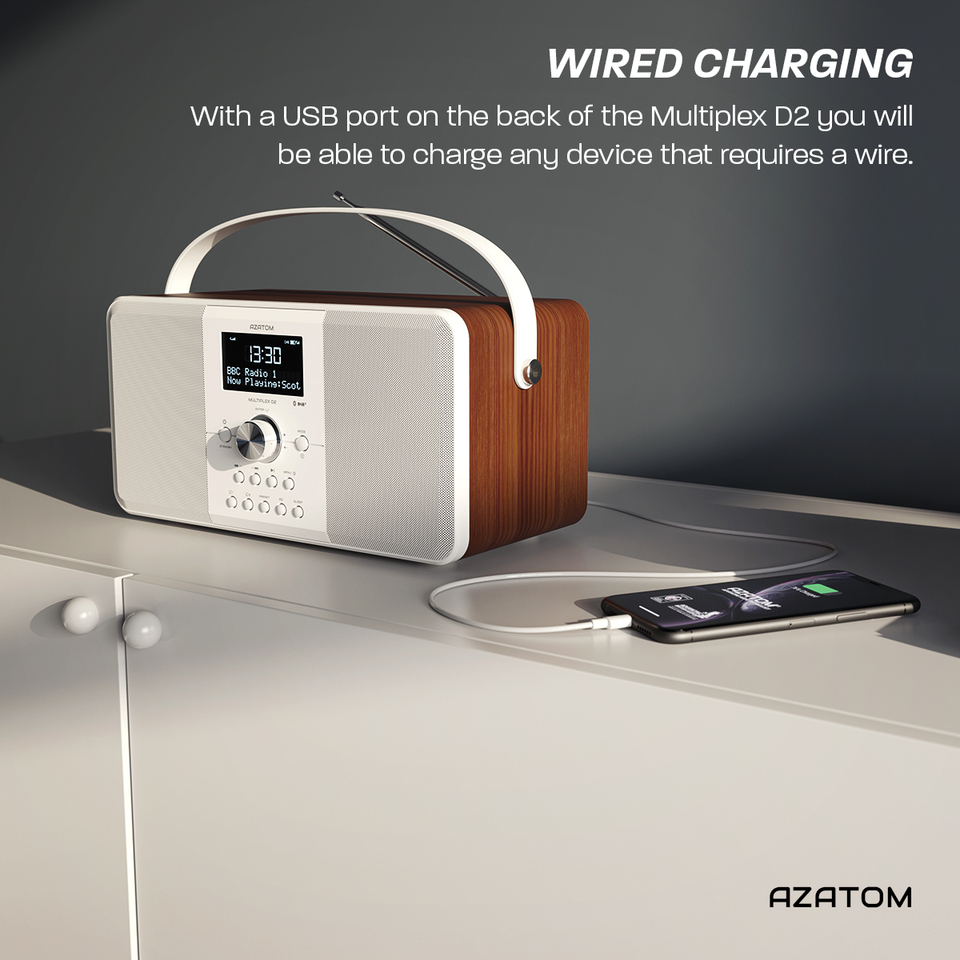 DAB+ DAB FM Radio Clock Speaker Portable Alarm Bluetooth AZATOM ...