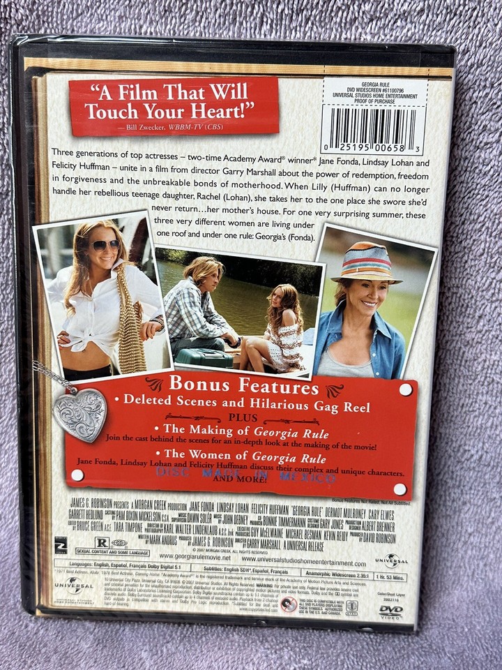 Georgia Rule (DVD, 2007, Widescreen) Lindsay Lohan. Jane Fonda ...