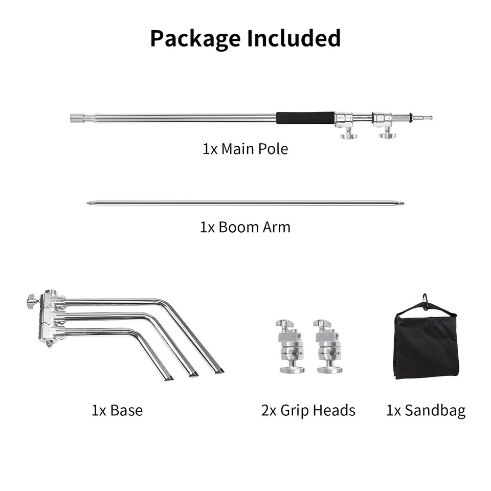 11ft Studio Heavy Duty C Light Stand Century Booms Gobo Arm Grip ...