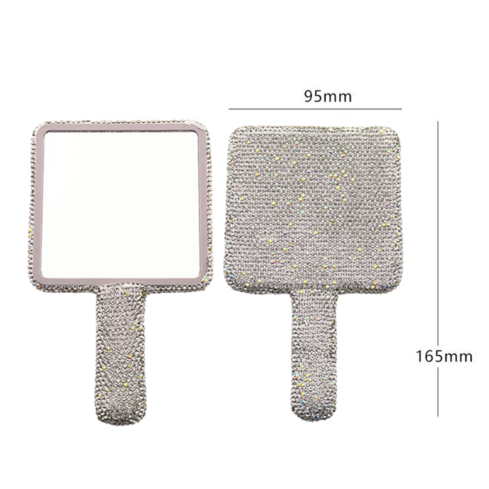 Makeup Mirror Non-slip Handle Make-up Women Girls Cosmetic Hand Mirror ...