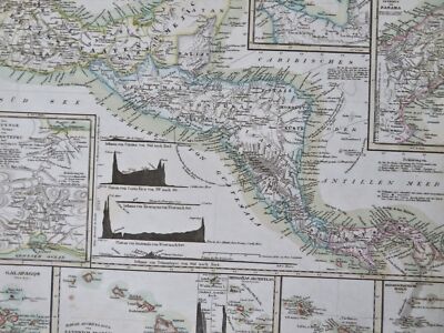 Central America Guatemala Nicaragua Panama Volcanoes c. 1850 German ...