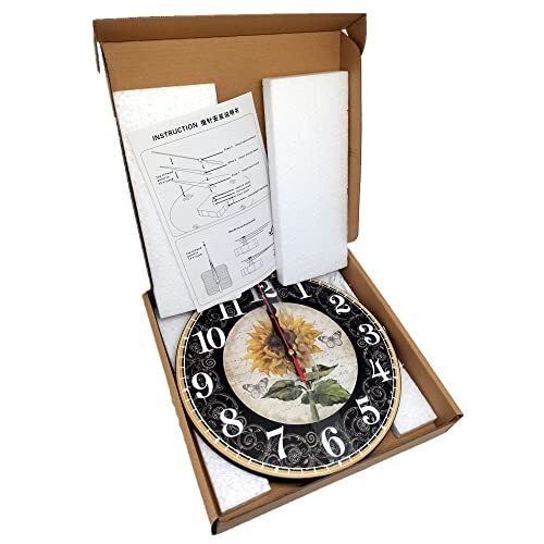 10 Inch Sunflower Kitchen Wall Clock Rustic Farmhouse Clocks, Thick ...