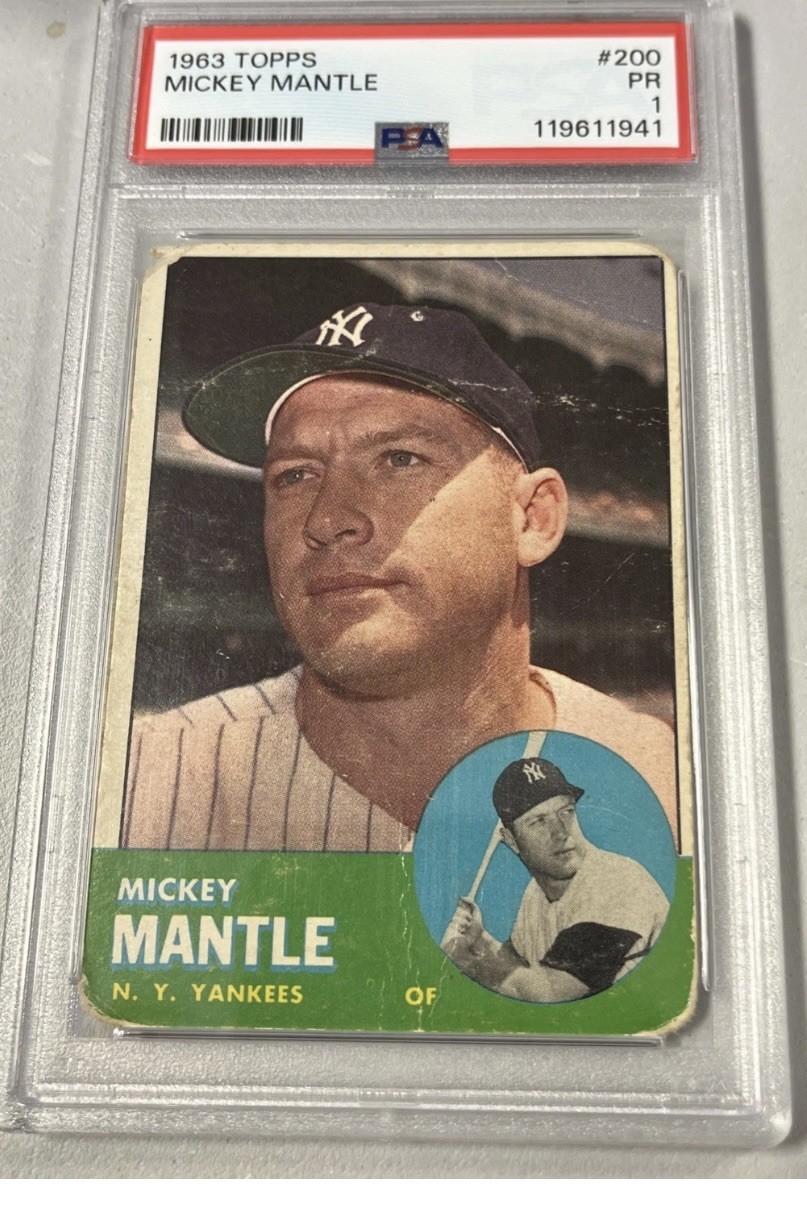 1963 Topps MICKEY MANTLE Baseball Card #200 PSA 1 New York Yankees HOF ...