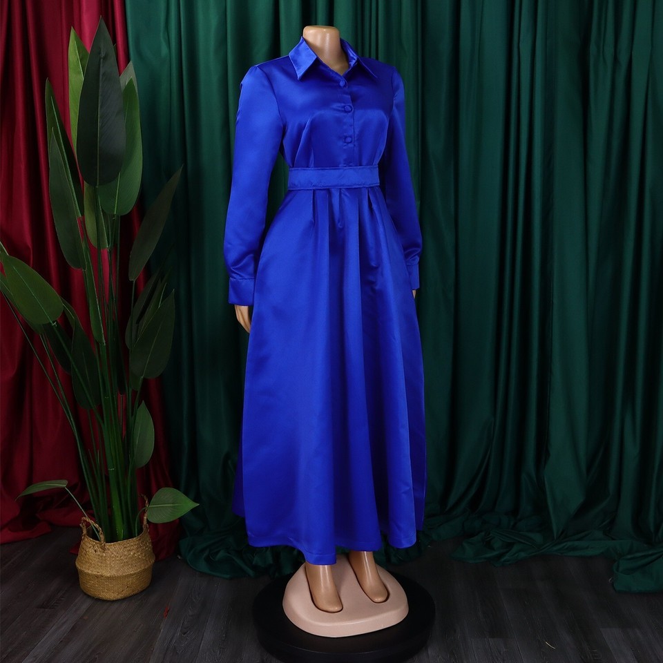 Women's Plus Size Maxi Dresses 2025 Fall Flowy Swing Pleated Maxi ...