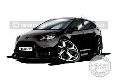 Focus ST Caricature Car Art Cartoon A4 Print in Black - Ideal ...
