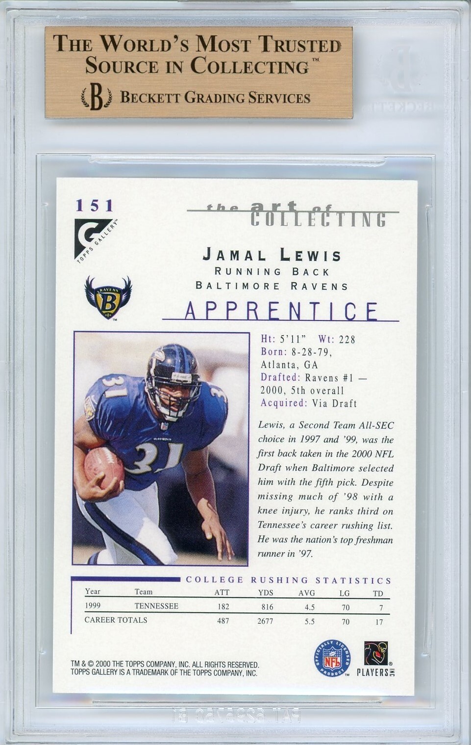 2000 Topps Gallery - Apprentices Jamal Lewis #151 (RC) for sale online ...
