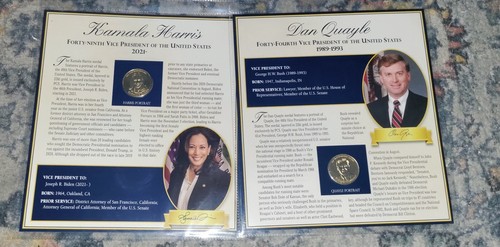Vice President Medal + Stamps Collection 49 Medals on Panels w/ Kamala ...