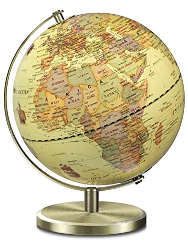 Illuminated World Globe with Stand, 9" Vintage Earth Globes with HD ...
