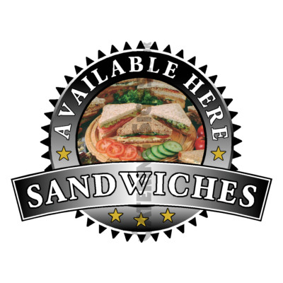 Sandwiches Sold Here Sticker Black - Catering Sign Cafe Window Vinyl ...