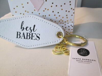 BEST BABES WHITE LEATHER KEYCHAIN W/GIFT BAG BY SANTA BARBARA DESIGN ...