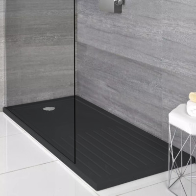 Hudson Reed Grey Slate Walk-In Shower Trays with Drying Area Modern ...