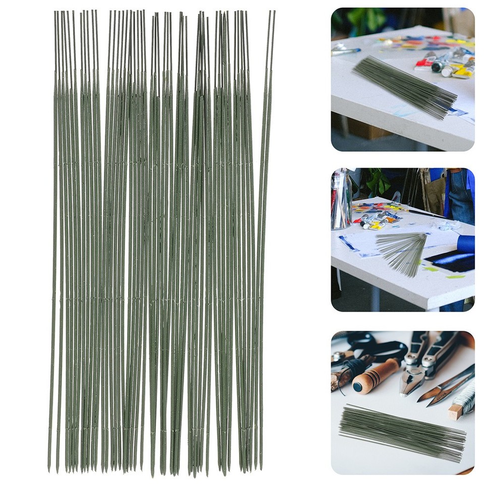 100 Pcs Craft Floral Wire Green Artificial Flower Rods for Bouquet ...
