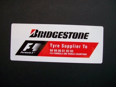 Autocollant Bridgestone Formule 1 Formula One (05) | eBay