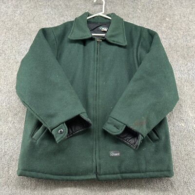 VINTAGE Codet Jacket Mens L Green Coat Mackinaw Wool Quilted Lined Zip ...